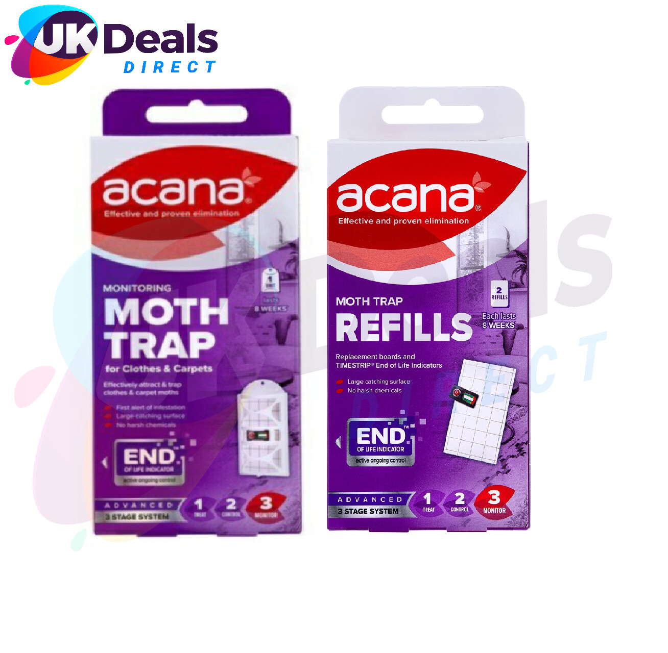 Acana Moth Trap Kit, Carpet Moth Trap Refill 2 pack for Clothes, Carpet ...