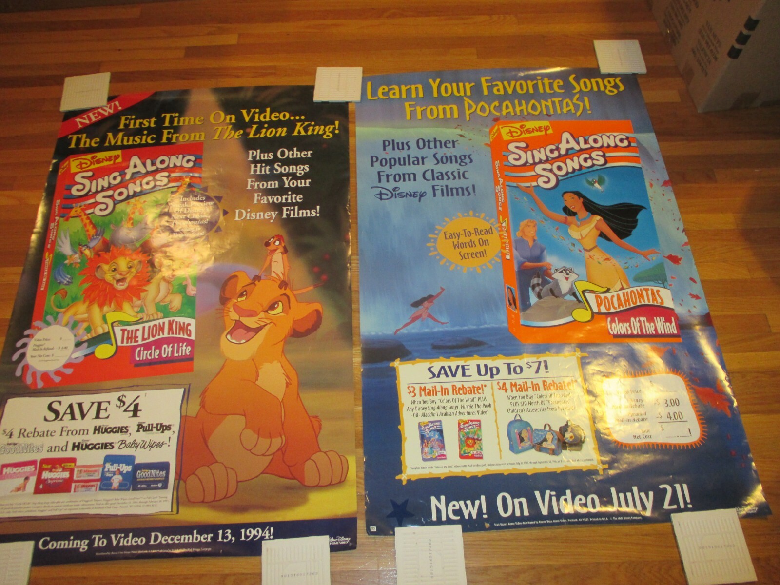 2 VTG WALT DISNEY VIDEO VHS PROMO SING A LONG SONGS POSTERS LION KING ...