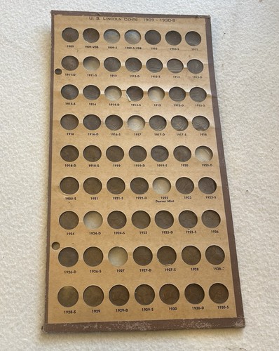 U.S. Penny Coin Album w/ 53 Lincoln Cent Coins 1909-1930s, Partially ...
