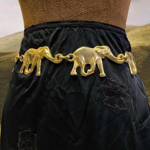Vintage Festival Y2K Retro Novelty Gold Tone Elephant Chain Belt Anne ...