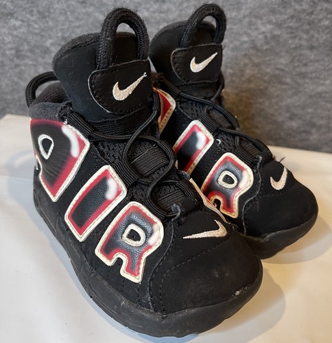 Nike Air More Uptempo TD Shoes 8C Black Red Baby Toddler Athletic ...