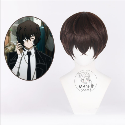 Anime Bungo Stray Dogs Dazai Osamu Cosplay Wig Short Dark Brown Hair ...