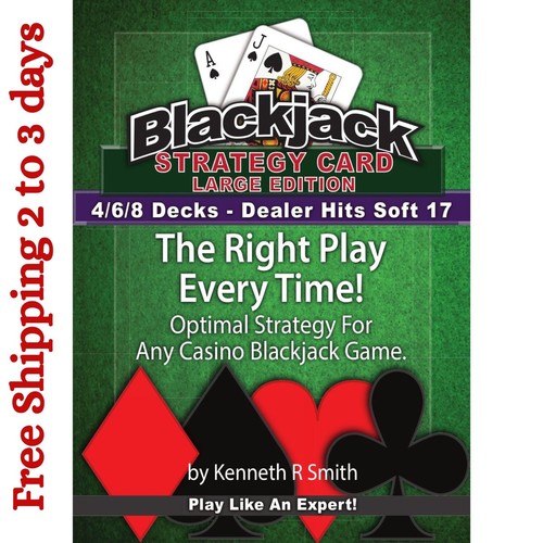 Blackjack Strategy Card - Large Edition: 4/6/8 Decks, Dealer Hits Soft ...