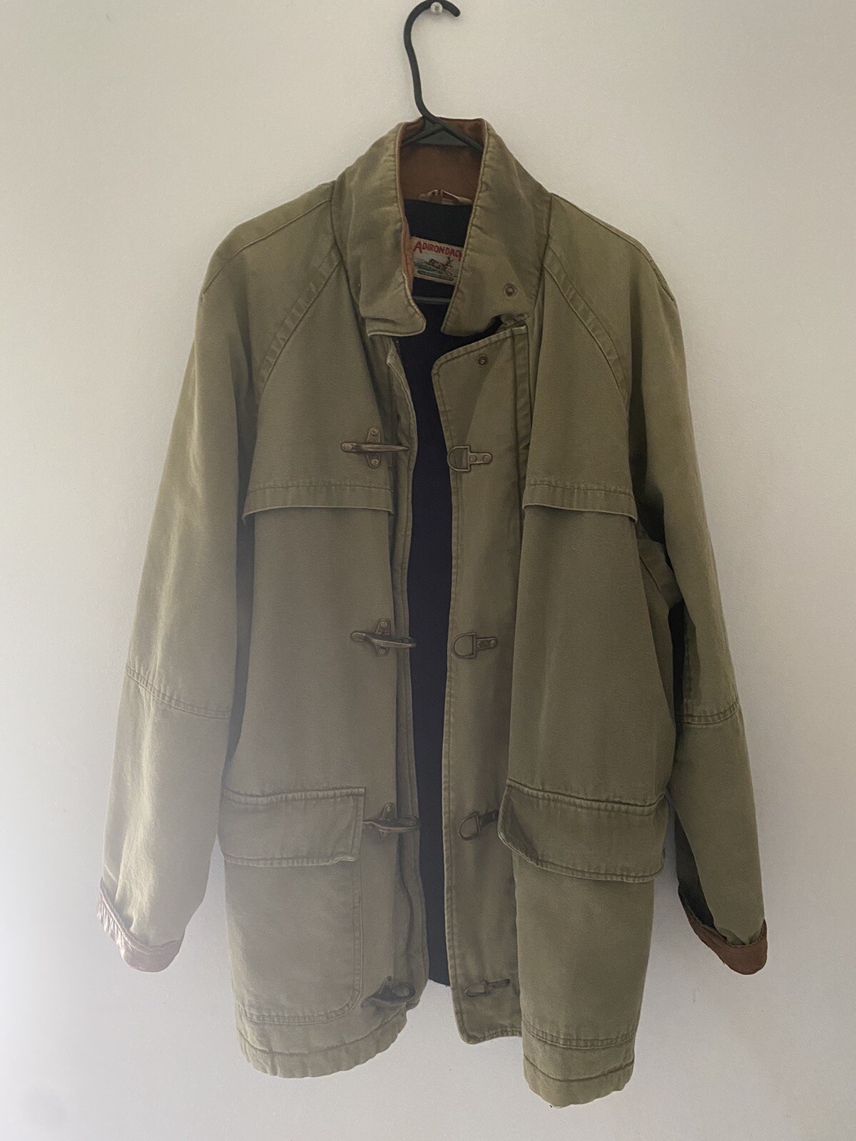 Vintage Adirondack Barn Coat Men Medium Green Leather… - Gem