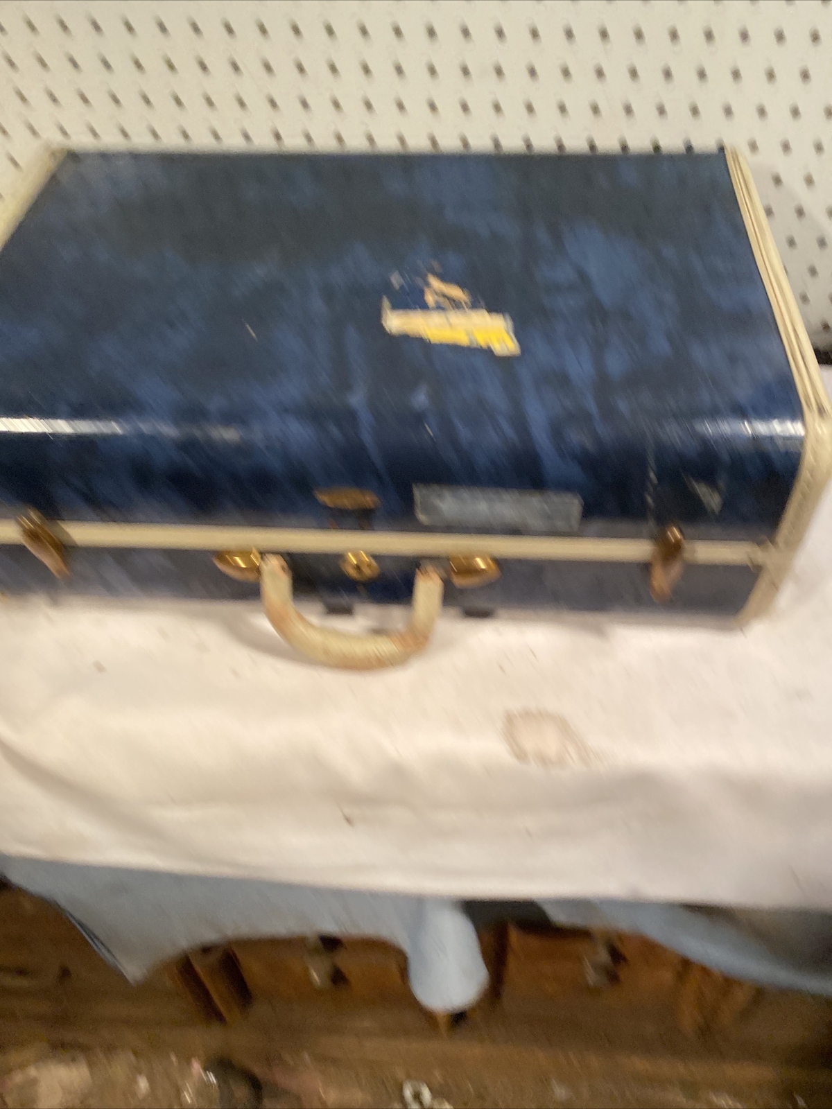 Vintage Samsonite Hard Shell Suitcase Luggage Marble Blue Decoration ...