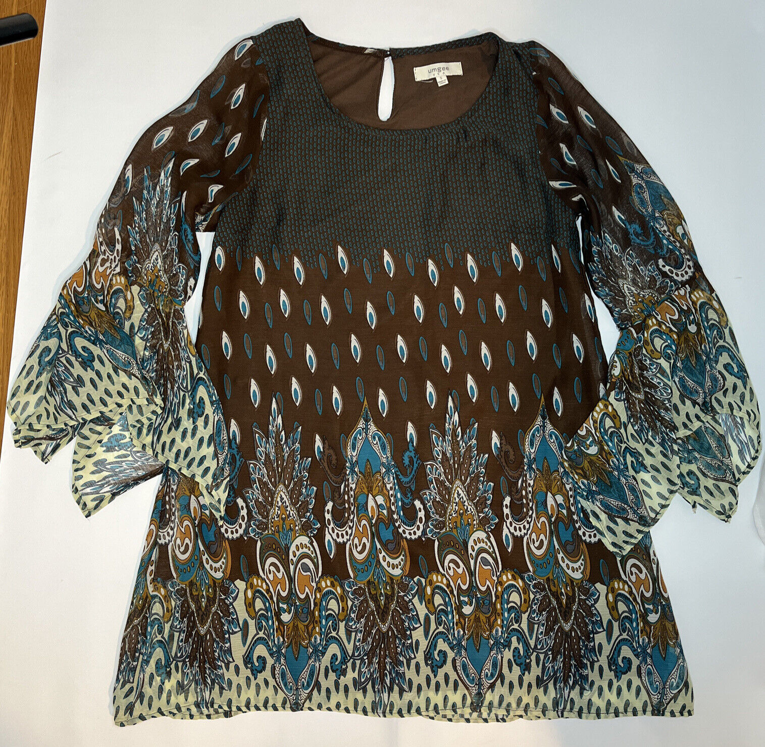 Umgee Womens S Chocolate Brown Boho Bohemian Chic Fl… Gem
