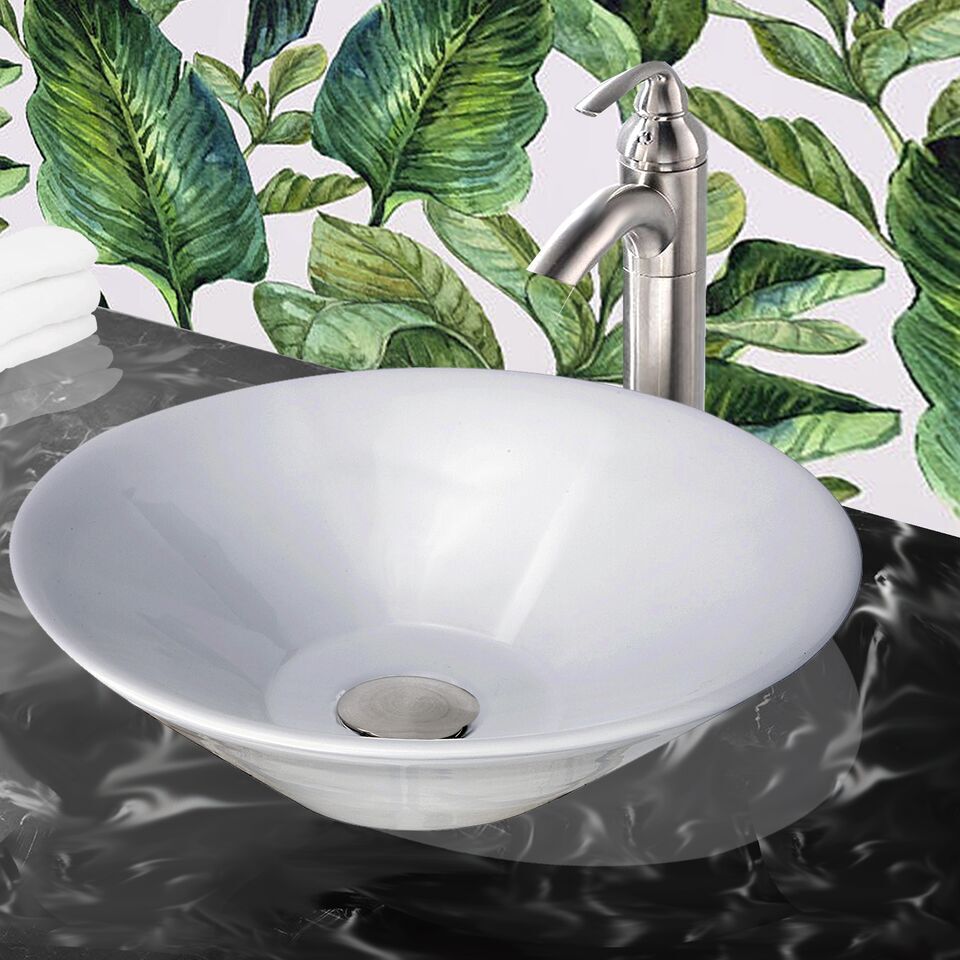Nantucket Sinks NSV222 16" Round Ceramic Vessel Cone Vanity Bathroom ...