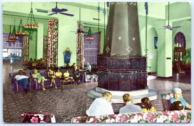 Postcard MS Edgewater Gulf Hotel Lobby Lounge Fireplace Edgewater Park ...