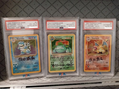 Auto PSA 10 Charizard Blastoise Venusaur 1st Ed Shadowless Mitsuhiro ...