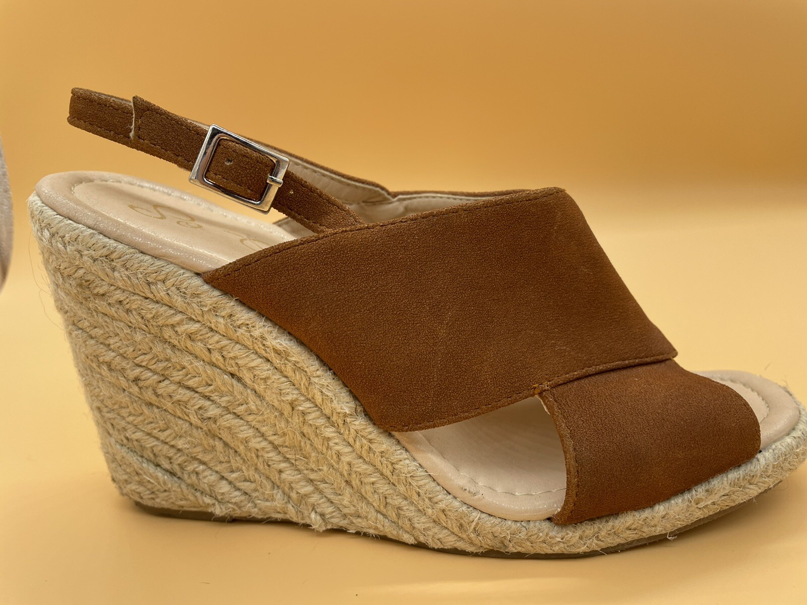 So Me Sandy Espadrille Wedge Suede Tan - Gem