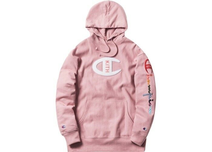 Kith x Champion Logo Hoodie Pullover Sweatshirt PINK Size M Kith x Champion Logo Hoodie Pullover Sweatshirt PINK Size M
