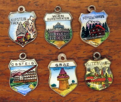 Vintage silver AUSTRIA AUSTRIAN GERMANY SOUVENIR ENAMEL TRAVEL SHIELD ...