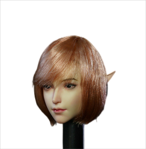 1/6 Female Head Sculpt Asian Short Hair Elf Removable Ears For 12inch ...