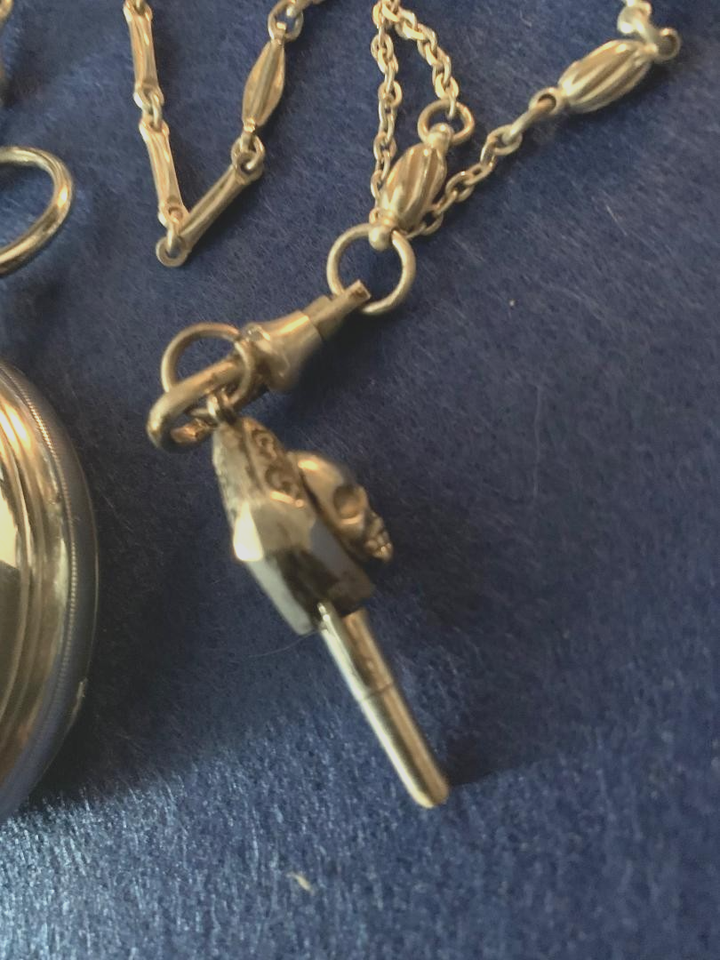 57mm Antique Silver Memento Mori KW KS Pocket Watch Serviced, running w ...