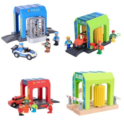Building Blocks Connection Wooden Train Tracks Railway Toys | eBay