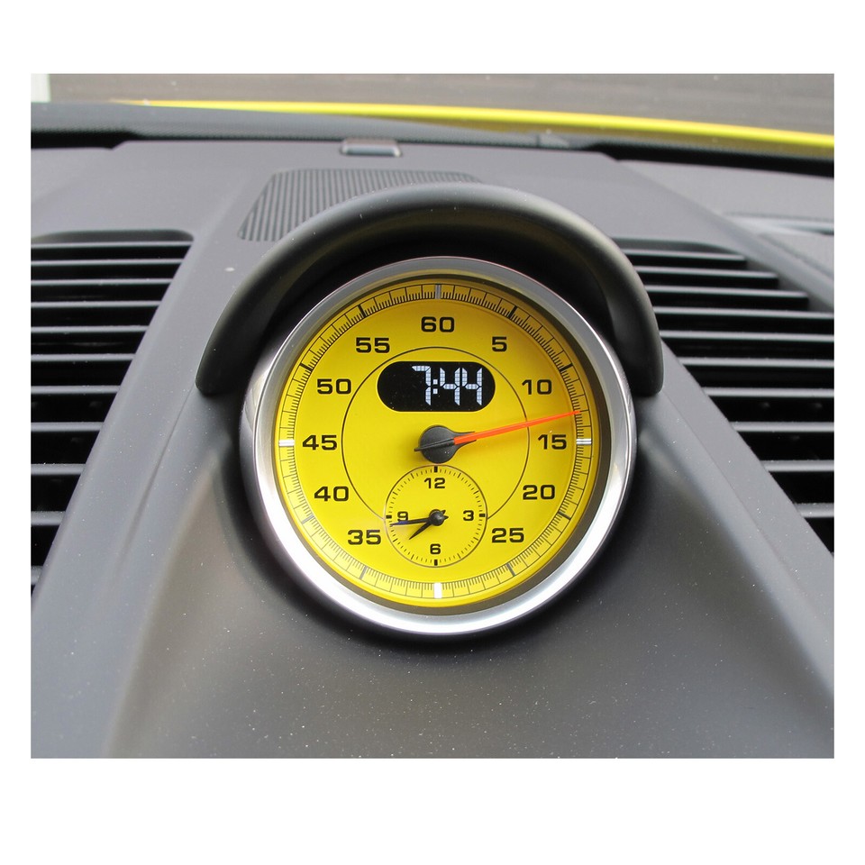 1X Yellow Dial Clock Gauge Face Chrono For Porsche Cayman Macan Cayenne ...