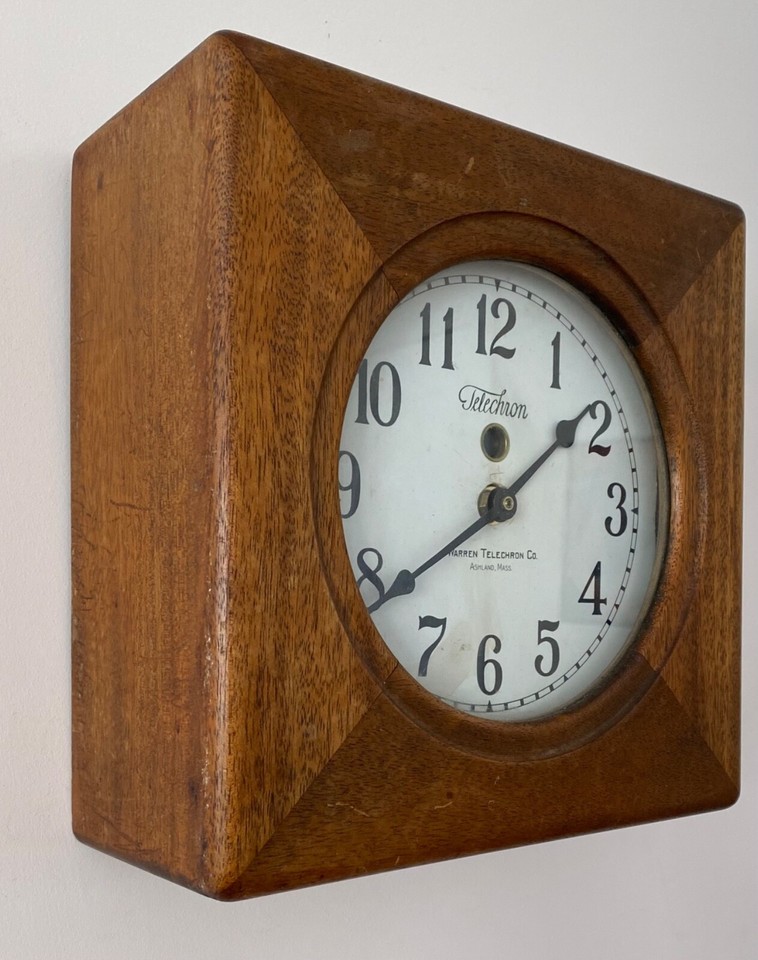 ANTIQUE/VINTAGE WOODEN TELECHRON CLOCK GOOD CONDITION NEEDS NEW BATTERY ...