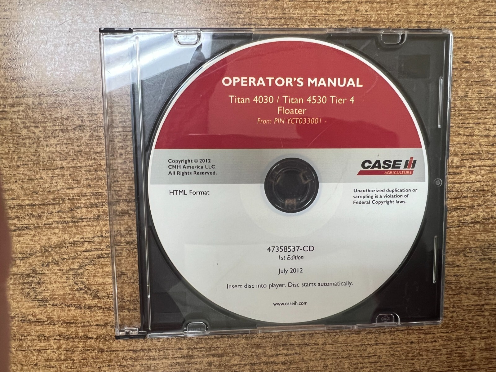 Case IH Operator's Manual CD for Titan 3030, Titan 3530 Tier 4 Floater ...