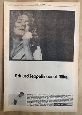 Led Zeppelin print ad 1971 vintage 70s promo poster band music Shure ...