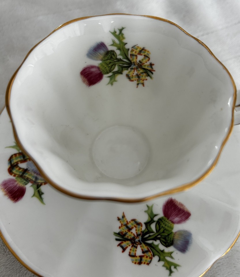 Antique Adderley Scottish Thistle Fine Bone China Tea Cup And Saucer ...