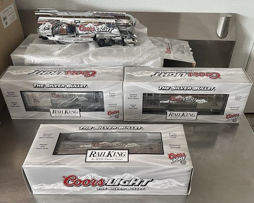 MTH O Gauge RailKing Coors Light Silver Bullet Train Set PS.2 30-1433-1 ...