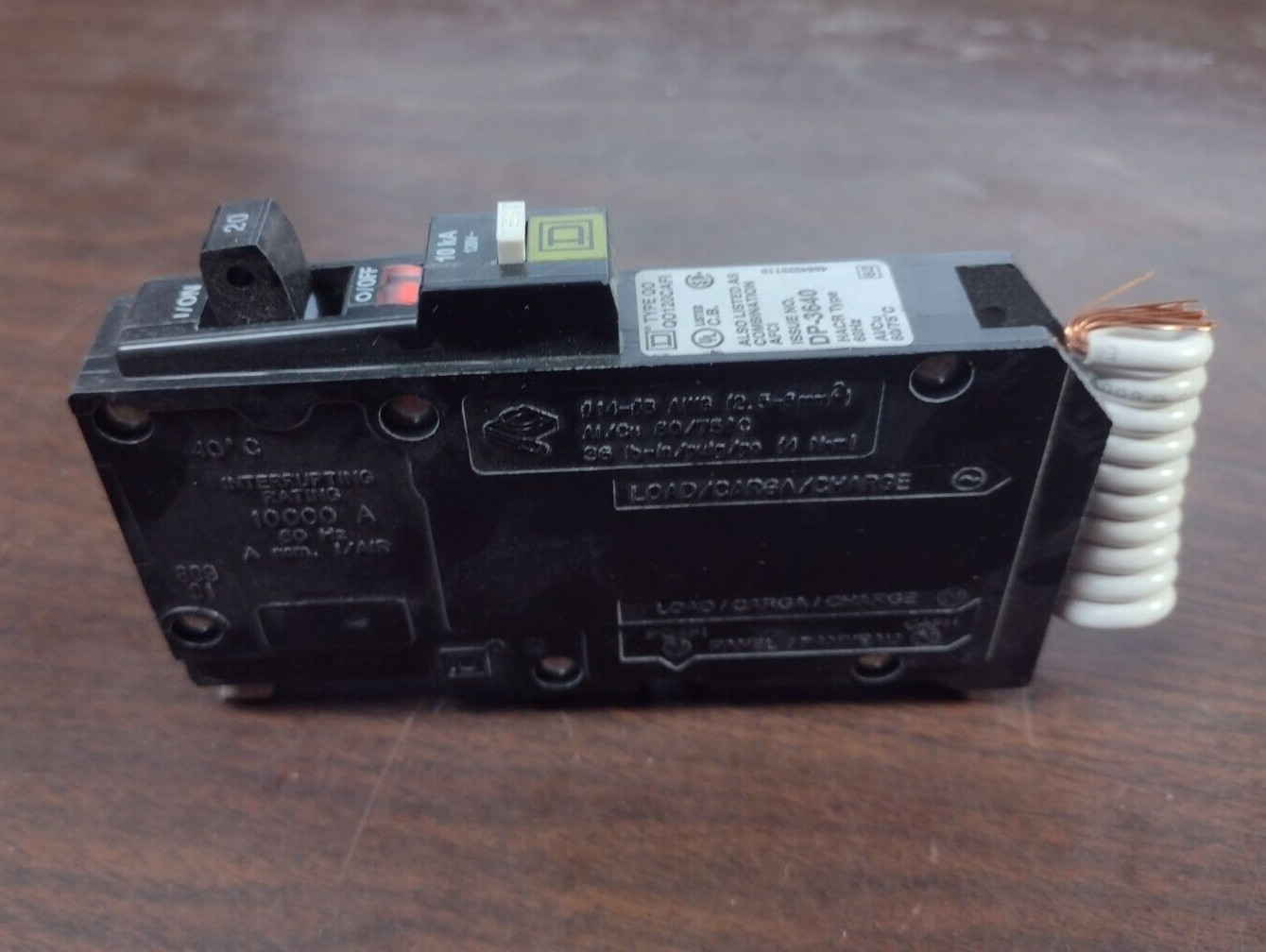 SQUARE D QO120CAFI CIRCUIT BREAKER AFCI 20 AMP 120/240 VAC 1-POLE NEW ...