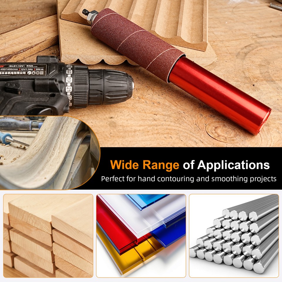 Portable Spindle Sander Hand-Held Rubber Sanding Drum Kit for Drill ...