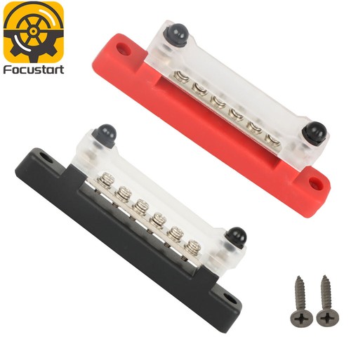 Red&Black 12V 150A 6 Way Busbar Bus Bar Power Distribution Terminal ...