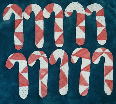 10 PRIMITIVE ANTIQUE CUTTER QUILT CANDY CANES! Christmas! Scrapbooking ...