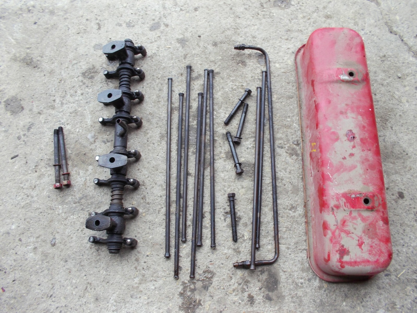 Farmall H IH tractor engine rocker arm assembly push rods oil line ...