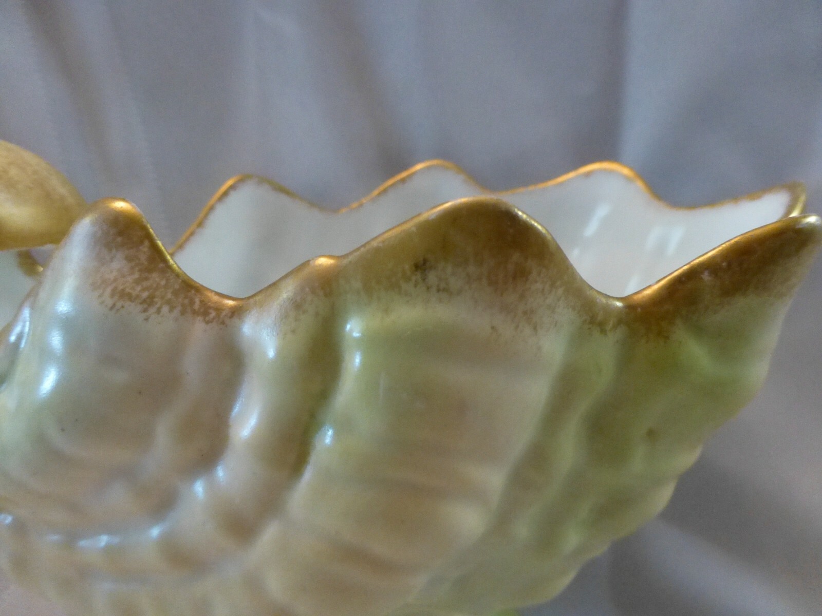 VINTAGE CARLTON WARE SHELL CORNUCOPIA ON BASE OF SEAWEED/OCEAN GREEN ...