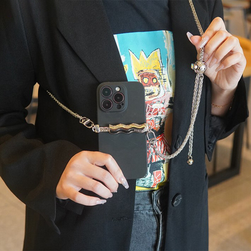 Metal Phone Lanyard Wavy Phone Back Clip Adjustable Length Phone Chain ...