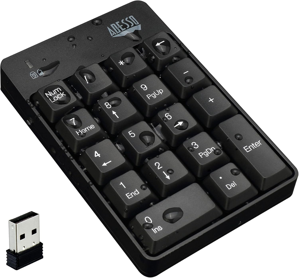 WKB-6010UB - Wireless Spill Resistant 18-Key Numeric Keypad Number Pad ...