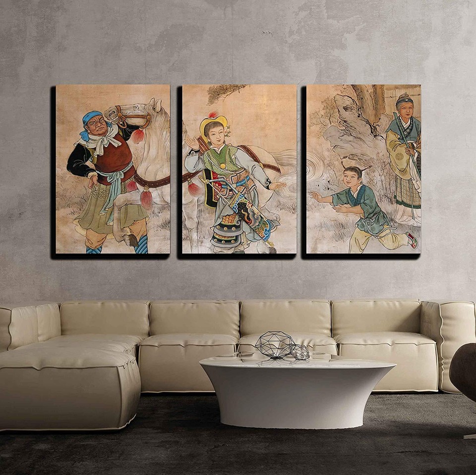 Chinese Classic Drawing Canvas Print Wall Art Decor for Living Room ...