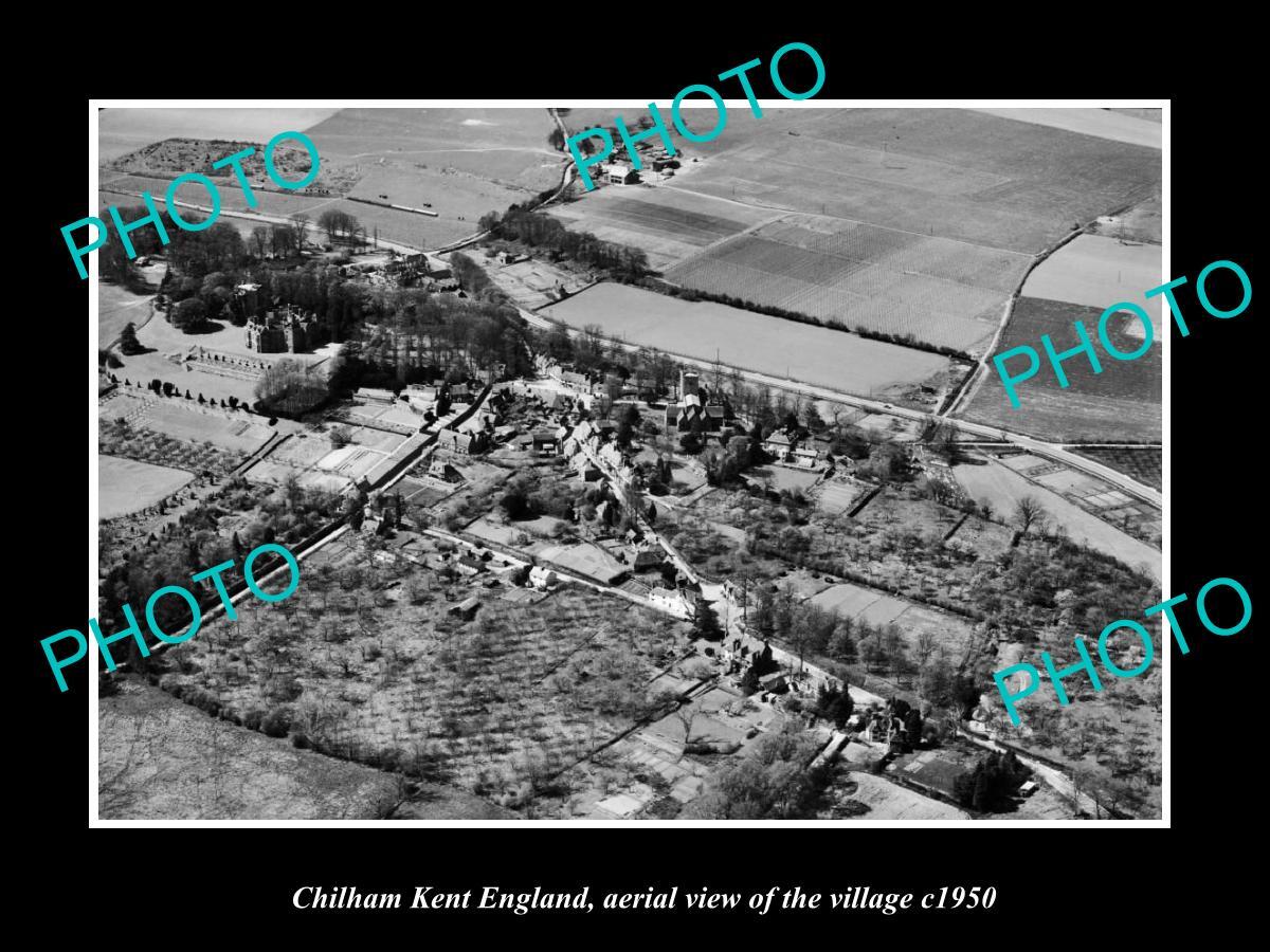 OLD LARGE HISTORIC PHOTO CHILHAM KENT ENGLAND AERIAL VIEW OF VILLAGE ...