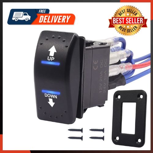 20A 12V Polarity Reversing Momentary Rocker Switch DC Motor Control ...