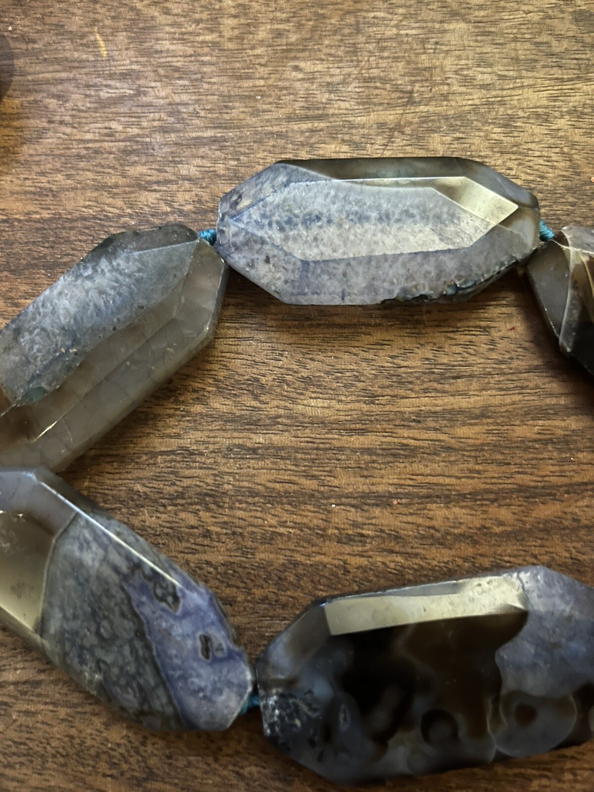 7 Old Stock Blue/white Geode Agate Quartz Huge Faceted Flat Beads | eBay