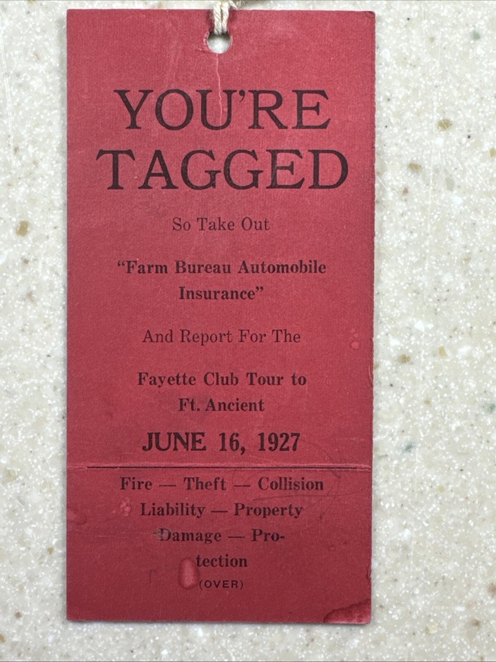 1927 Fayette County, Ohio Country Club Ft. Ancient Museum Visit Ticket ...