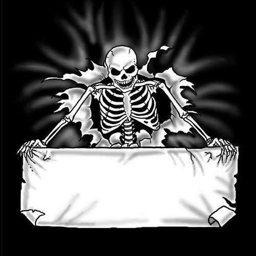 SUPER COOL SKELETON WITH BLANK BANNER SKULL T-SHIRT S33 | eBay