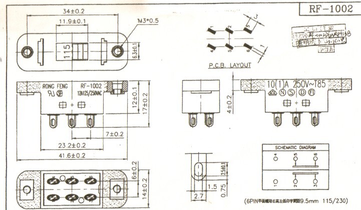 4PCS RONG FENG RF-1002 120V-250V voltage conversion toggle switch 10A ...
