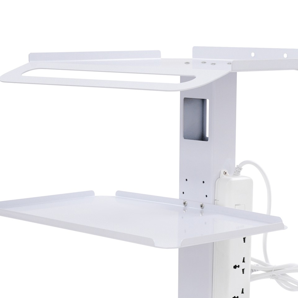 Mobile PC Cart Rolling Computer Workstation Adjustable Hospital Beauty ...
