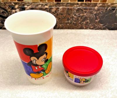 TUPPERWARE Snack Cups Set 1 Bowls 4 oz & 1 Tumbler Disney Mickey Mouse ...