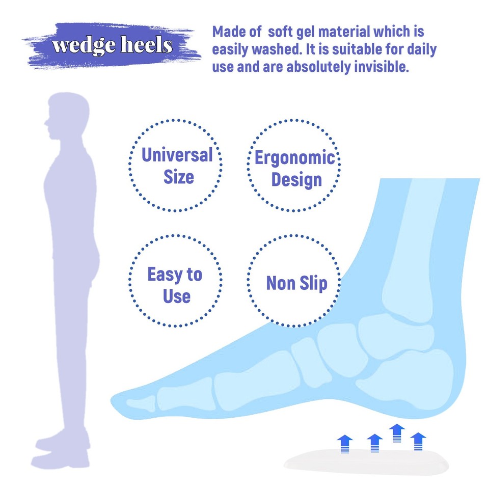 2 Paare Medial und Lateral Ferse-Keil-Silikon-Einlegesohlen - Korrektur ...