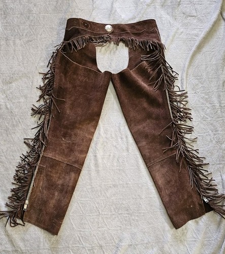 Leather Horse Riding Western Cowboy Chaps Adjustable Brown Fringed ...