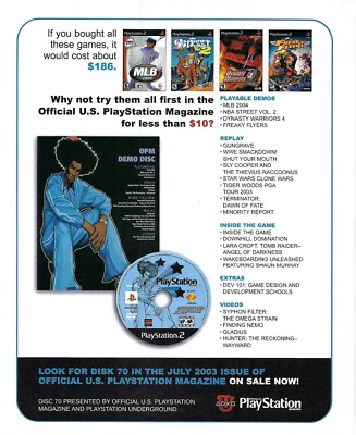 2003 PlayStation Magazine PS2 Video Game July Disk 70 Vintage Print Ad/Poster | eBay