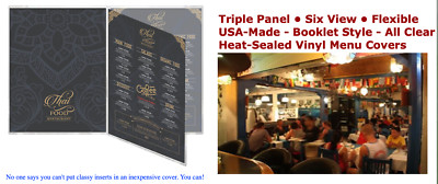 Cafe menu covers, for 8.5" x 11" menus, 3 pages, book style, 6 view ...