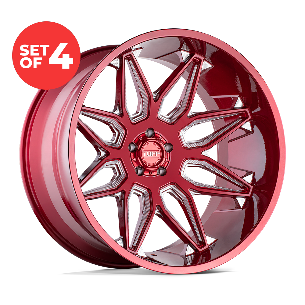 (Set of 4) Tuff T3B Wheels 24x14 5x127 -72 mm Red Rims 24'' Inch | eBay