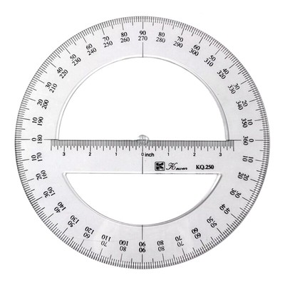 25cm Circle Protractor Math Protractor 360 Degree Measuring Tool for ...