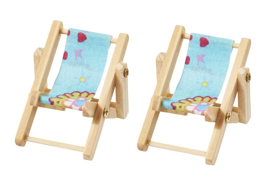 2x Deko-Liegestuhl Mini 5cm, Dekofigur Urlaub Strand Maritim Hobbyfun ...