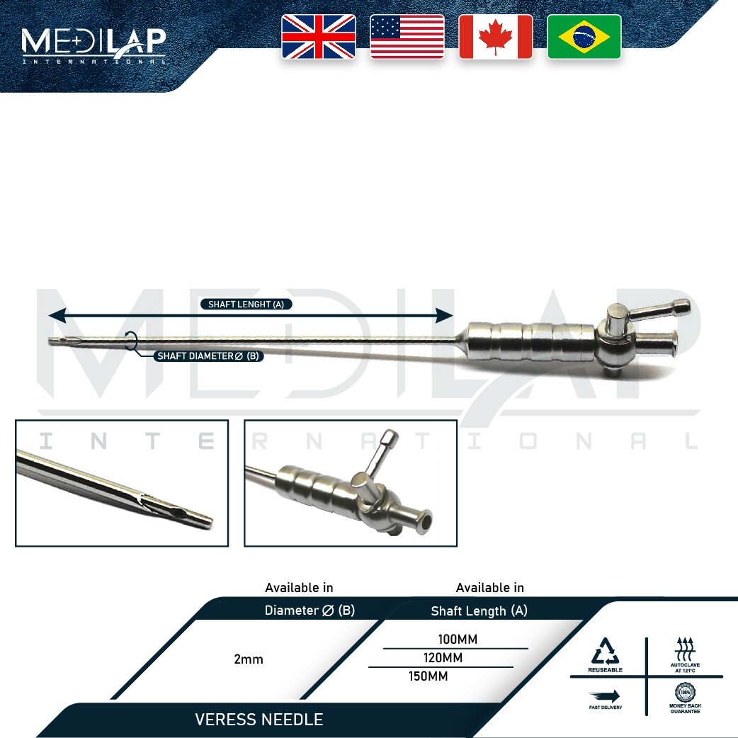 Laparoscopic 2mm Veress needle 100mm 120mm 150mm insufflation | eBay